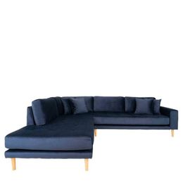 Pharao24.de Couchlandschaft in Dunkelblau & Eiche Skandi Design