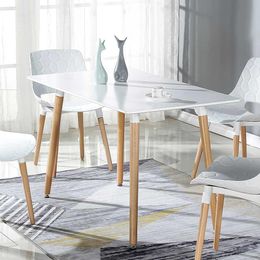 Pharao24.de Skandi Design Esstisch in Wei&szlig; Buchefarben