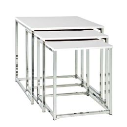 Pharao24.de Beistelltisch Set in Wei&szlig; Hochglanz modern (dreiteilig)