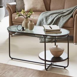 Pharao24.de Designcouchtisch mit B&uuml;gelgestell Strukturglasplatte Riffelglas
