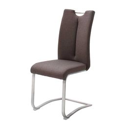 Pharao24.de Schwingst&uuml;hle in Braun Webstoff Edelstahl (2er Set)