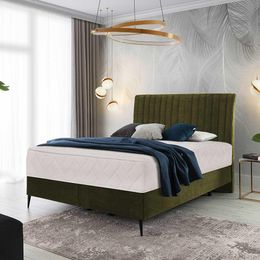 Pharao24.de Boxspringbett Bett in Oliv Gr&uuml;n aus Velours