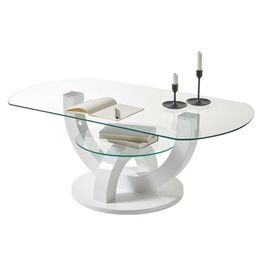 Pharao24.de Wohnzimmer Design Tisch in Wei&szlig; ovaler Tischplatte