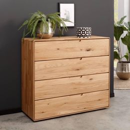 Pharao24.de Kommode Schubladenkommode aus Massivholz in modernem Design in Wildeichefarben 100x91x40 cm Pharao24