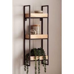 Pharao24.de Wohnzimmer Regal Wandregal aus Mangobaum Massivholz und Metall