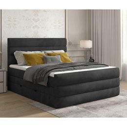 Pharao24.de Doppelbett Polsterbett aus Samt mit Bettkasten