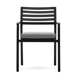 Pharao24.de Stapelstuhl Set Terrasse in Schwarz Aluminium (4er Set)