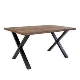 Pharao24.de Esszimmertisch aus Eiche Massivholz und Stahl 140 cm breit