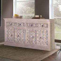 Pharao24.de Sideboard Kommode mit Metallgriffen geschnitzt