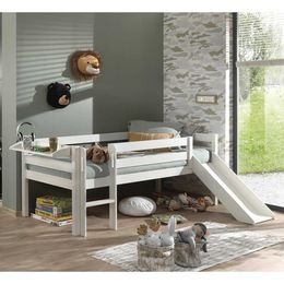 Pharao24.de Kojen Spielbett weiss aus Kiefer Massivholz 83 cm hoch
