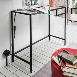 Pharao24.de Schminkkonsole Tisch aus Glas und Metall Industry und Loft Stil