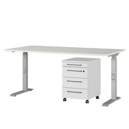 Pharao24.de B&uuml;rotisch Schreibtisch mit Rollcontainer Made in Germany (zweiteilig)