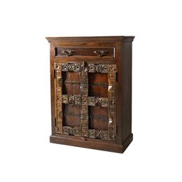 Pharao24.de Kolonialstil Kommode in Dunkelbraun antik Teak Massivholz
