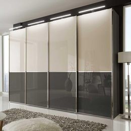 Pharao24.de Design Schwebet&uuml;renschrank in Creme Wei&szlig; und Braun 400 cm breit