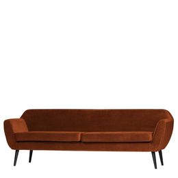 Pharao24.de Modernes Sofa Samtbezug in Rostbraun Vierfu&szlig;gestell aus Holz