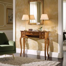 Pharao24.de Design Konsolentisch im Barock Look Nussbaum furniert