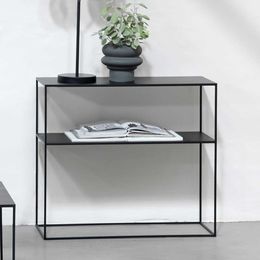 Pharao24.de Konsolen Tisch schwarz mit B&uuml;gelgestell Metallplatte