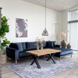 Pharao24.de Eckgarnitur in Blau Samt 290 cm breit