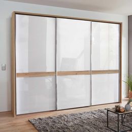 Pharao24.de Schlafzimmerschrank in Wei&szlig; und Eiche Bianco Schwebet&uuml;ren