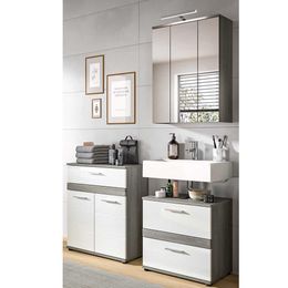 Pharao24.de Badm&ouml;bel Set Badm&ouml;belset 34 cm tief in modernem Design (dreiteilig)