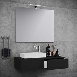 Pharao24.de Waschplatz Set modernes Design in Schwarz die Wandmontage (zweiteilig)