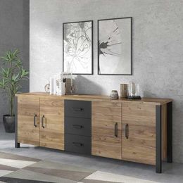 Pharao24.de Sidebord im Industrie und Loft Stil Dreht&uuml;ren und Schubladen