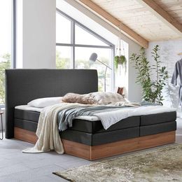 Pharao24.de Stauraum-Boxbett Matratzen H2 Anthrazit & Walnussfarben