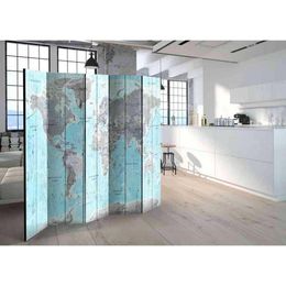 Pharao24.de Esszimmer Paravent im Weltkarten Look 5 Elementen