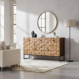 Pharao24.de Sideboard Kommode aus Mangobaum Massivholz 3 t&uuml;rig