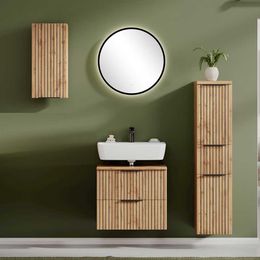 Pharao24.de Badezimmer Set in Wildeichefarben und Schwarz Made in Germany (vierteilig)