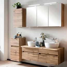 Pharao24.de Badm&ouml;belset Landhausstil mit zwei Becken LED Beleuchtung (vierteilig)