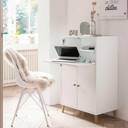Pharao24.de Sekret&auml;rschrank modern in Wei&szlig; und Eichefarben Made in Germany