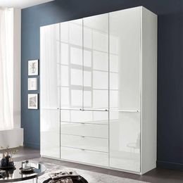 Pharao24.de Kleiderschrank wei&szlig; Schlafzimmerschrank mit Dreht&uuml;ren 216 cm hoch