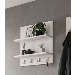 Pharao24.de Wandgarderobe Garderobenregal mit durchgehender R&uuml;ckwand in Wei&szlig;