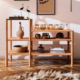 Pharao24.de Raumteilerregal aus Wildbuche Massivholz 115 cm breit - 86 cm hoch