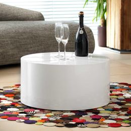 Pharao24.de Design Couchtisch in Zylinderform Wei&szlig;