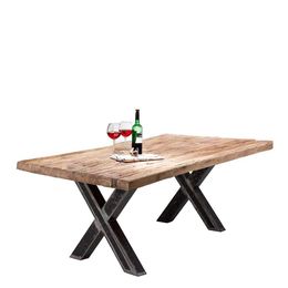 Pharao24.de Tisch Esszimmer aus Teak Recyclingholz und Metall upcycling