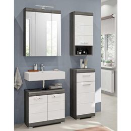 Pharao24.de G&auml;stebad M&ouml;bel mit Spiegelschrank modernem Design (vierteilig)