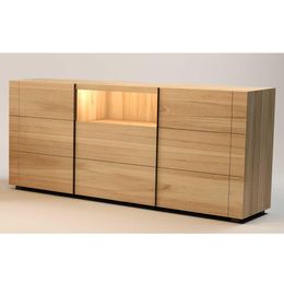 Pharao24.de 2 t&uuml;riges Sideboard in Teakfarben zwei Schubladen
