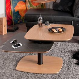 Pharao24.de Designercouchtisch in Schwarz und Wildeiche furniert schwenkbarer Tischplatte