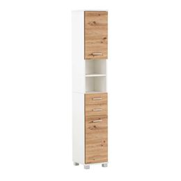 Pharao24.de Hochschrank Badseitenschrank 181 cm hoch mit zwei offenen F&auml;chern