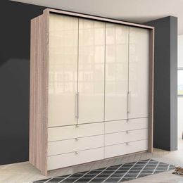 Pharao24.de Kleiderschrank Jugendzimmer mit Faltt&uuml;ren und Schubladen glasbeschichtet