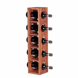 Pharao24.de Flaschenregal aus Sheesham Massivholz 70 cm hoch