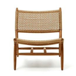 Pharao24.de Garten Sessel Skandi Stil aus Kunstrattan Teak Massivholz