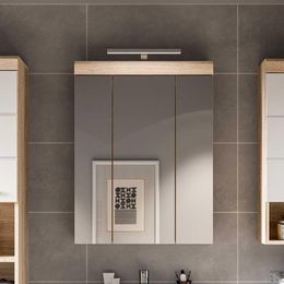 Pharao24.de Badschrank Spiegel Sonoma Eiche 60 cm breit 19 cm tief