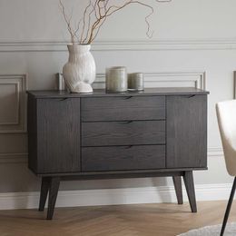 Pharao24.de Skandi Esszimmer Sideboard in Eiche Dunkelbraun drei Schubladen und zwei T&uuml;ren