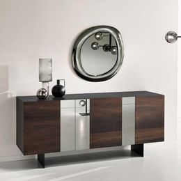 Pharao24.de Hochwertiges Sideboard in Eiche dunkel Spiegelglas Front