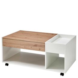 Pharao24.de Rollender Couchtisch im Skandi Design 110 cm breit - 44 cm hoch