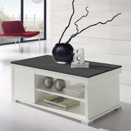 Pharao24.de Design Couchtisch in Schwarzgrau und Wei&szlig; hochklappbarer Tischplatte