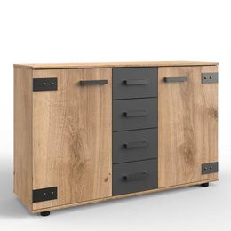 Pharao24.de Esszimmersideboard im Industry und Loft Stil vier Schubladen